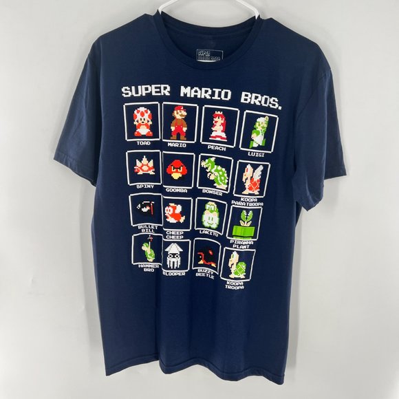 Super Mario Bros | Shirts | Nwot Super Mario Bros Mens Navy Blue Tshirt ...